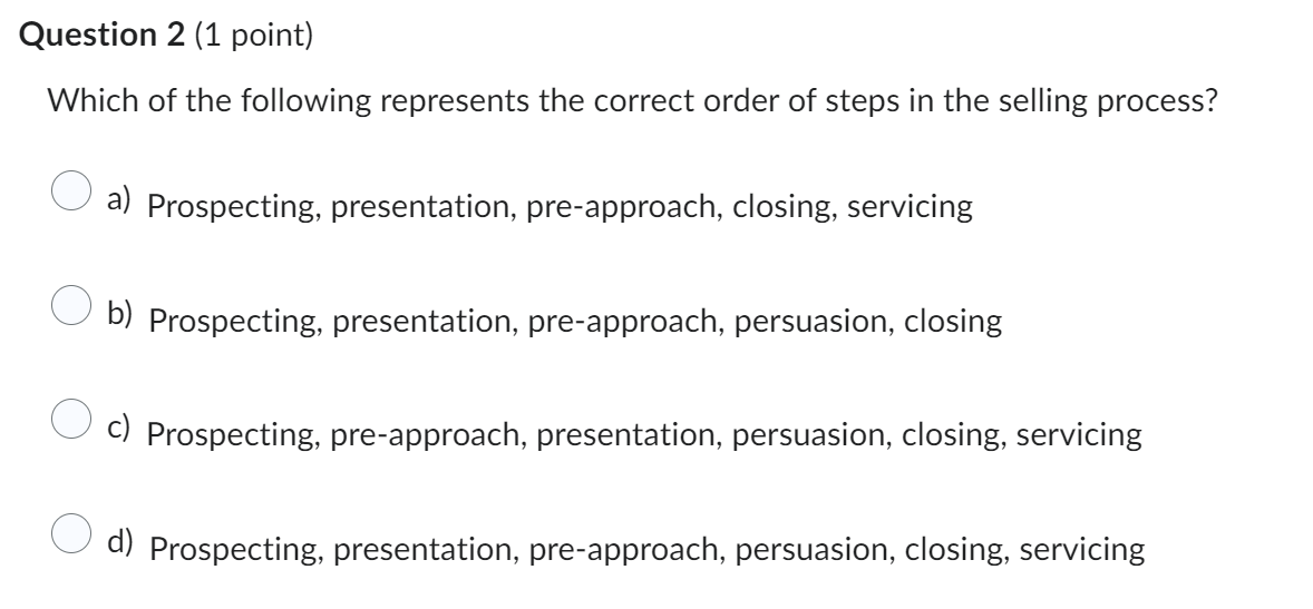 Solved Which of the following represents the correct order | Chegg.com