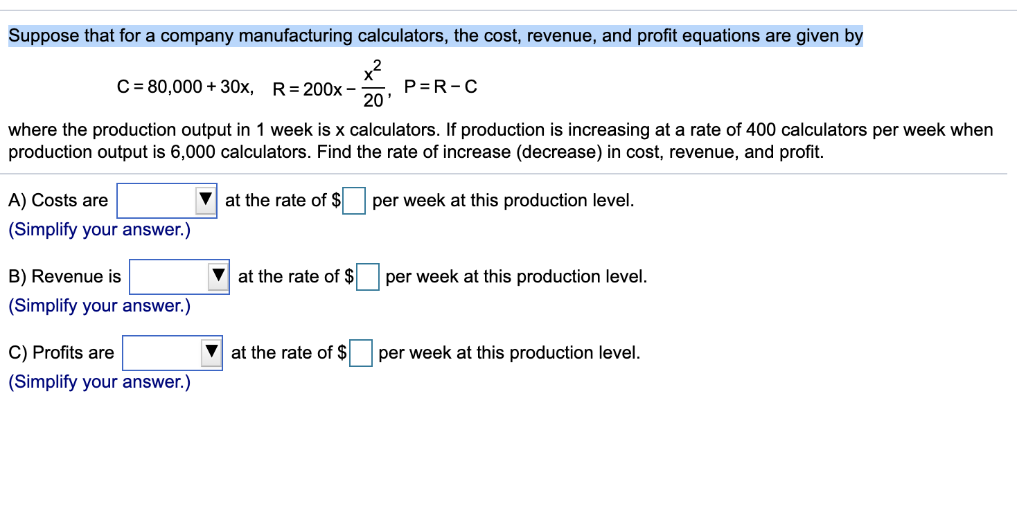 Solved Suppose that for a company manufacturing calculators, | Chegg.com
