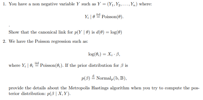 Solved 1. You have a non negative variable Y such as | Chegg.com