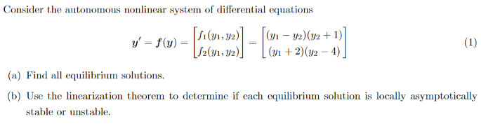 Solved Consider the autonomous nonlinear system of | Chegg.com