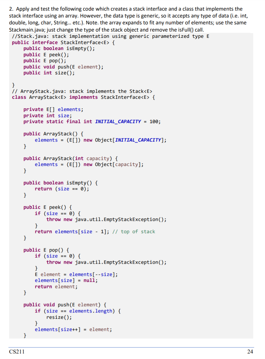 Solved Examples 1. Stacks provide FILO (First-in-last-out) | Chegg.com