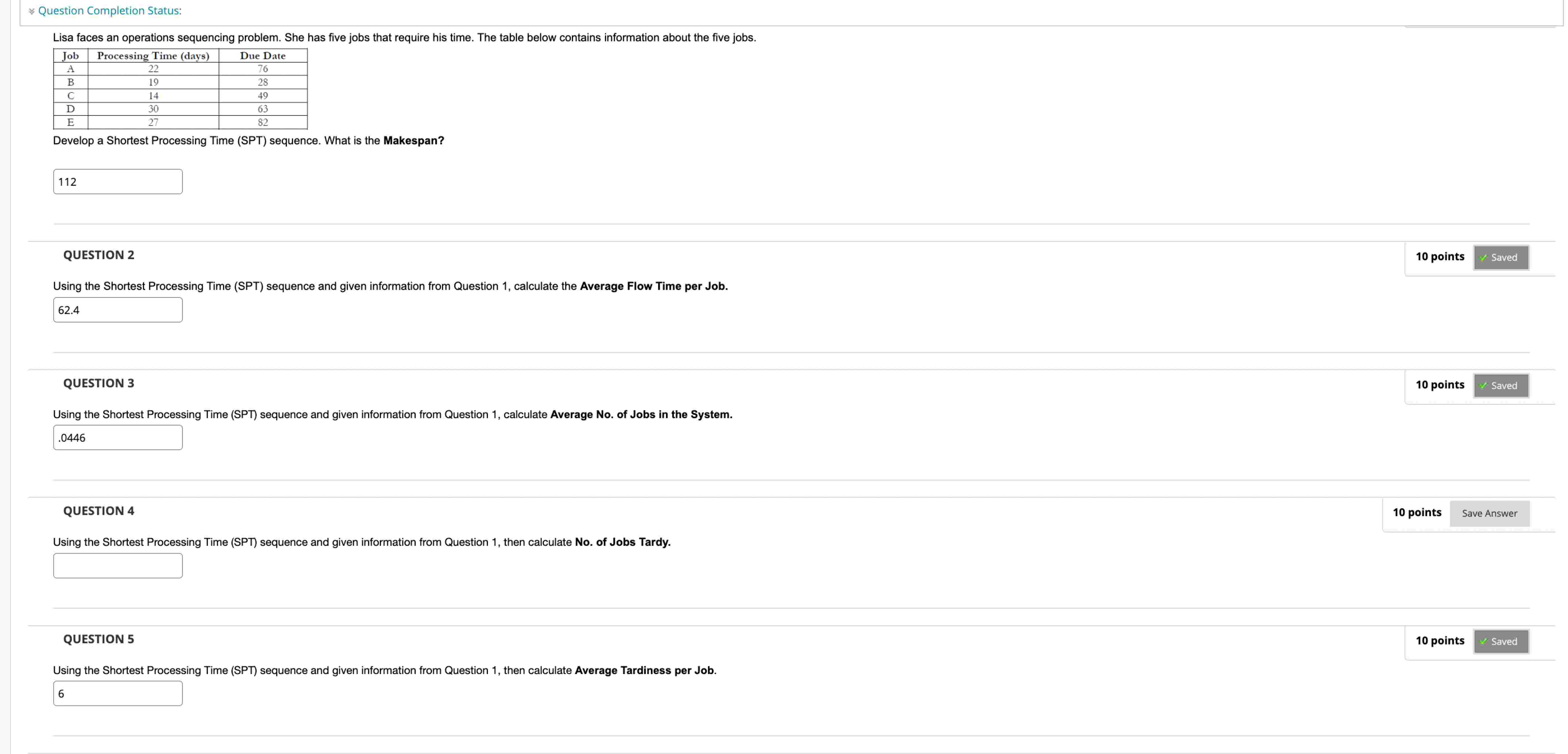 Solved Lisa faces an operations sequencing problem. She has | Chegg.com