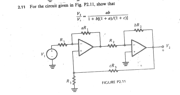 Solved 2.11 For the circuit given in Fig. P2.11, show that | Chegg.com
