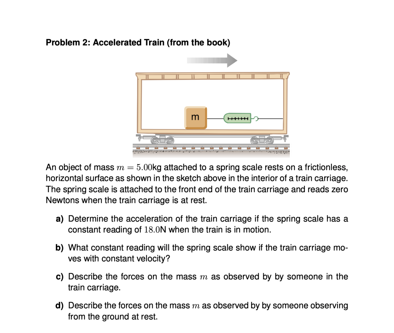 Solved Problem 2: Accelerated Train (from the book) An | Chegg.com