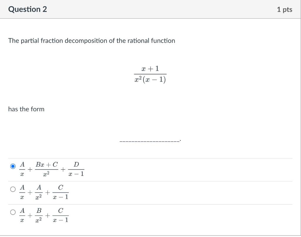 Solved The partial fraction decomposition of the rational | Chegg.com