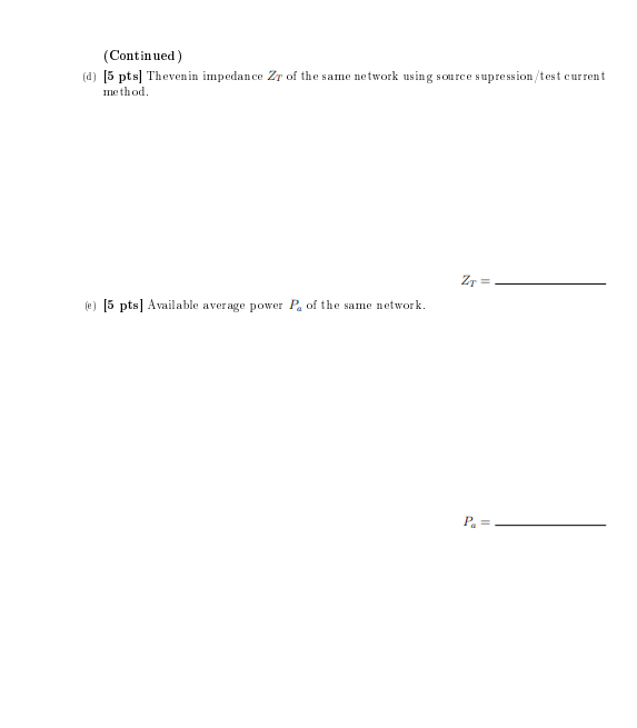 Solved 2. (25 pts) Consider the phasor circuit shown below | Chegg.com