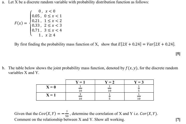 Solved a. Let X be a discrete random variable with | Chegg.com