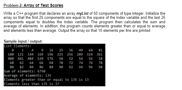 Solved Problem 2: Array of Test Scores Write a C++ program | Chegg.com
