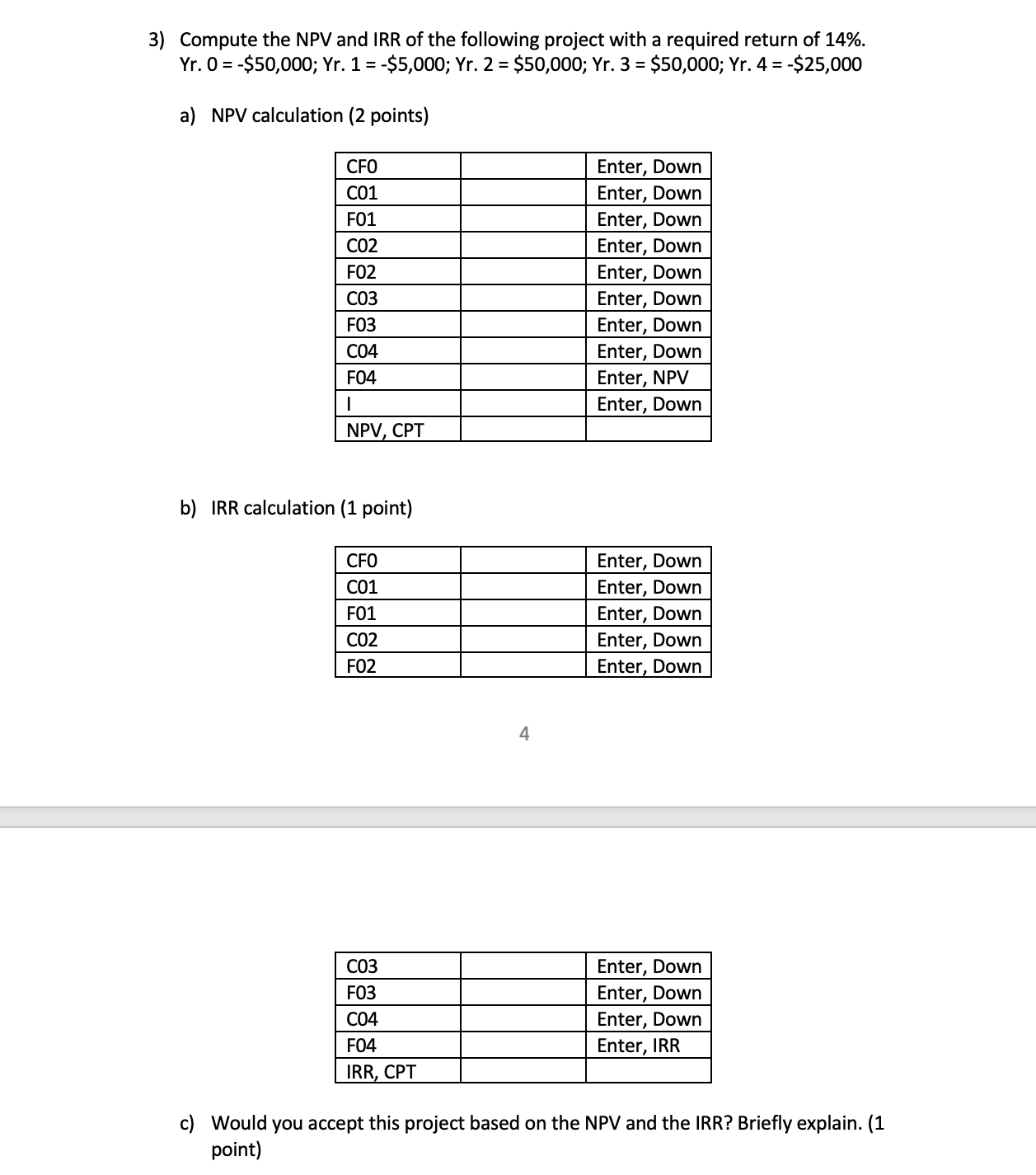 Solved 3) Compute the NPV and IRR of the following project | Chegg.com