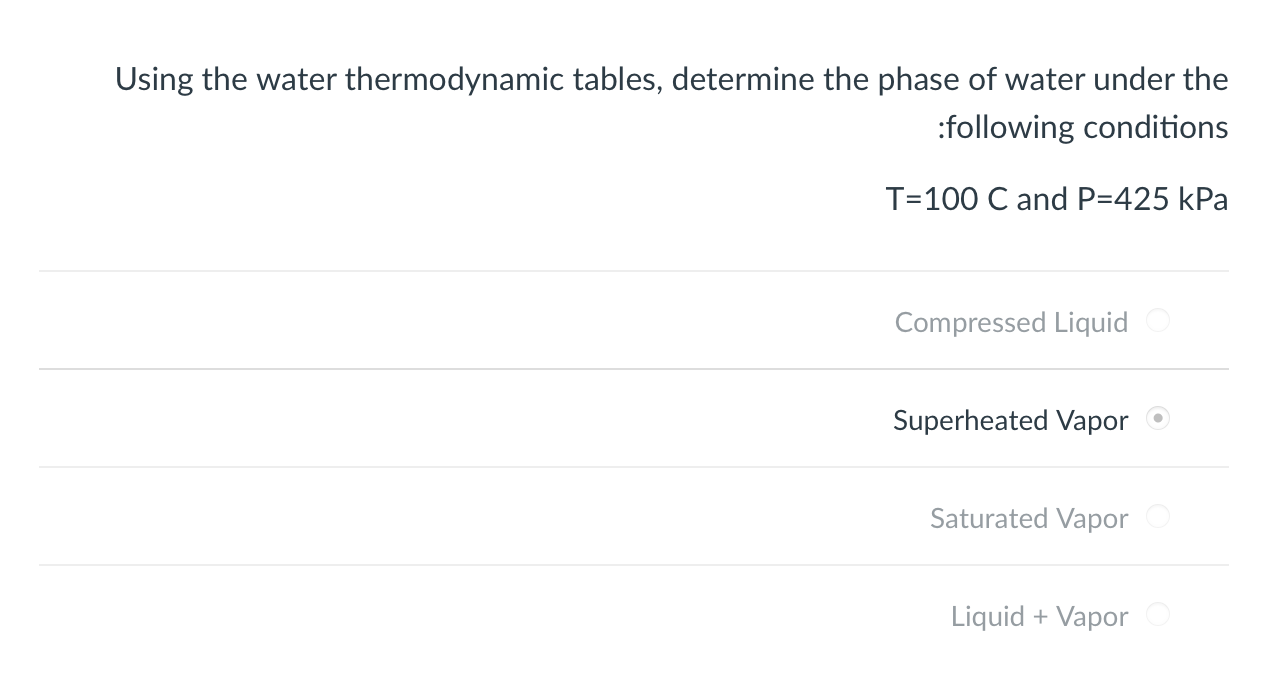 Solved Using the water thermodynamic tables, determine the | Chegg.com