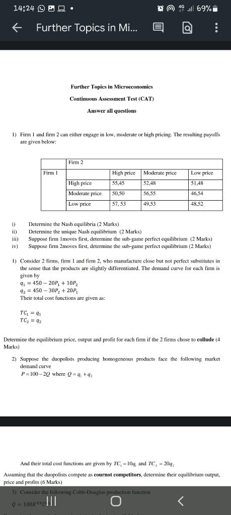 [Solved]: Further Topics in Microeconomics Continuous Asse
