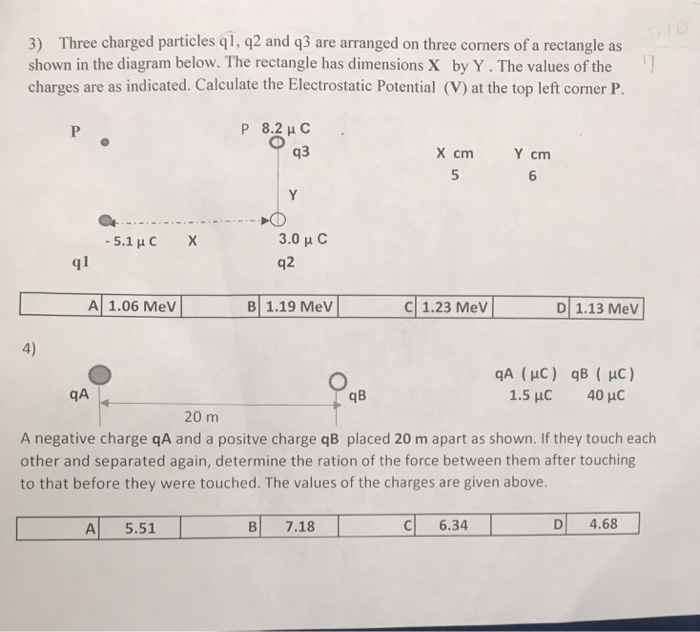 Solved 3) Three charged particles q1, q2 and q3 are arranged | Chegg.com
