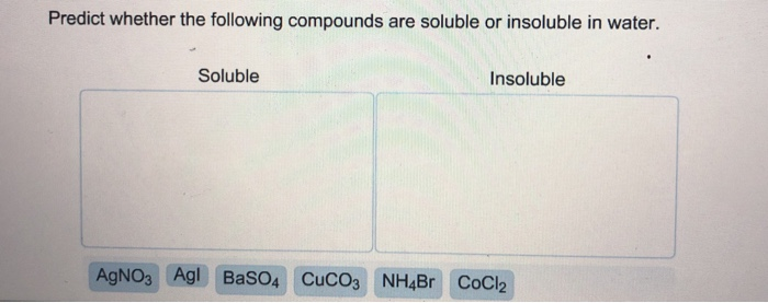 Solved Predict whether the following compounds are soluble | Chegg.com