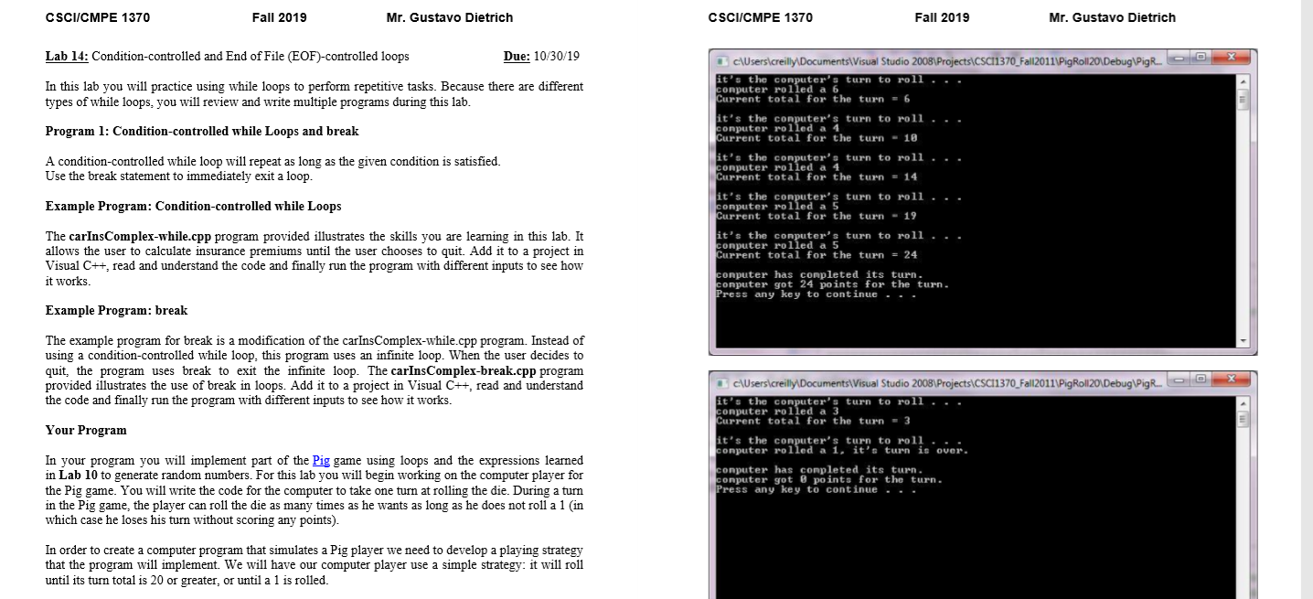 Solved In your program you will implement part of the Pig | Chegg.com