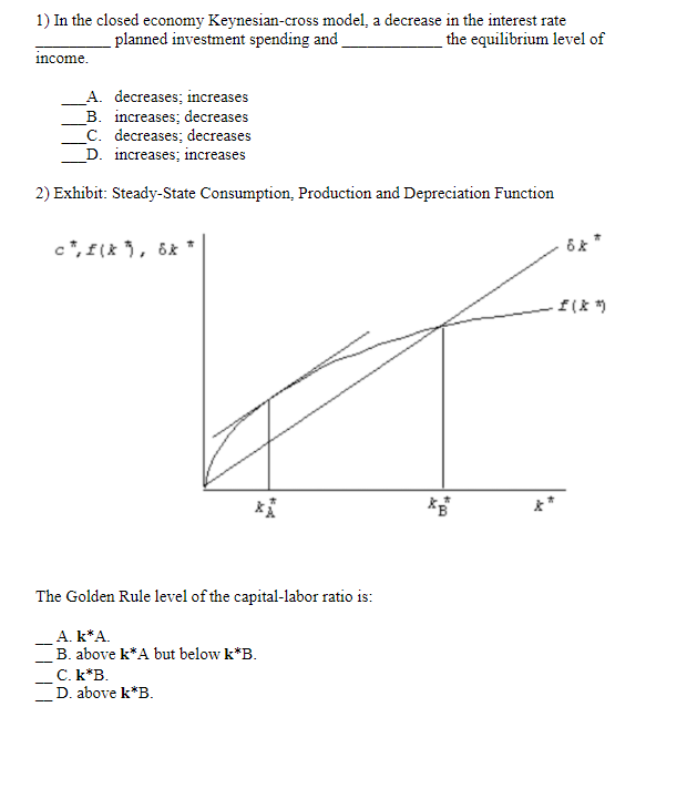 Solved 1) In the closed economy Keynesian-cross model, a | Chegg.com