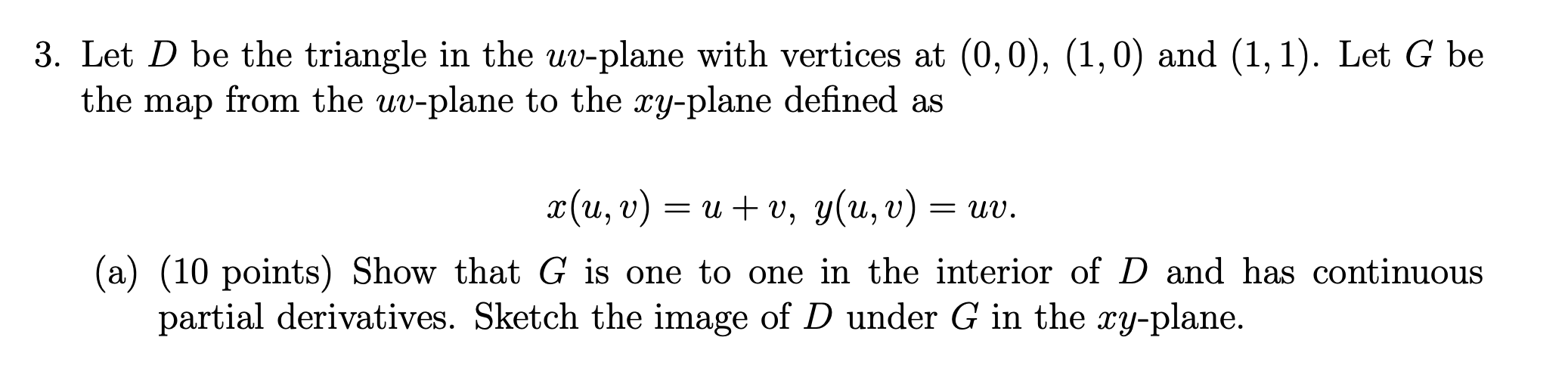 Solved 3. Let D be the triangle in the uv-plane with | Chegg.com