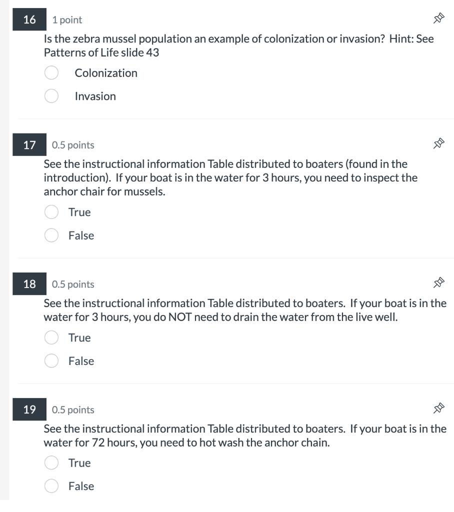 Solved 1 point Is the zebra mussel population an example of | Chegg.com