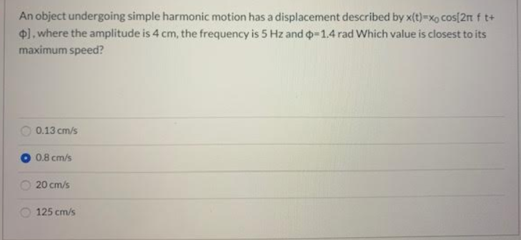 Solved An object undergoing simple harmonic motion has a | Chegg.com