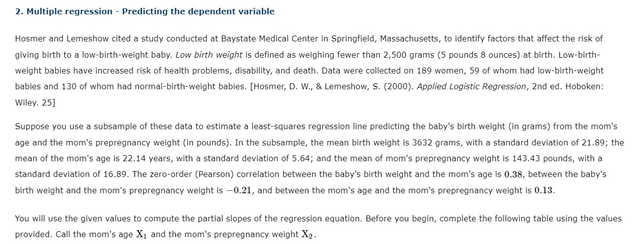 Solved 2. Multiple regression - Predicting the dependent | Chegg.com