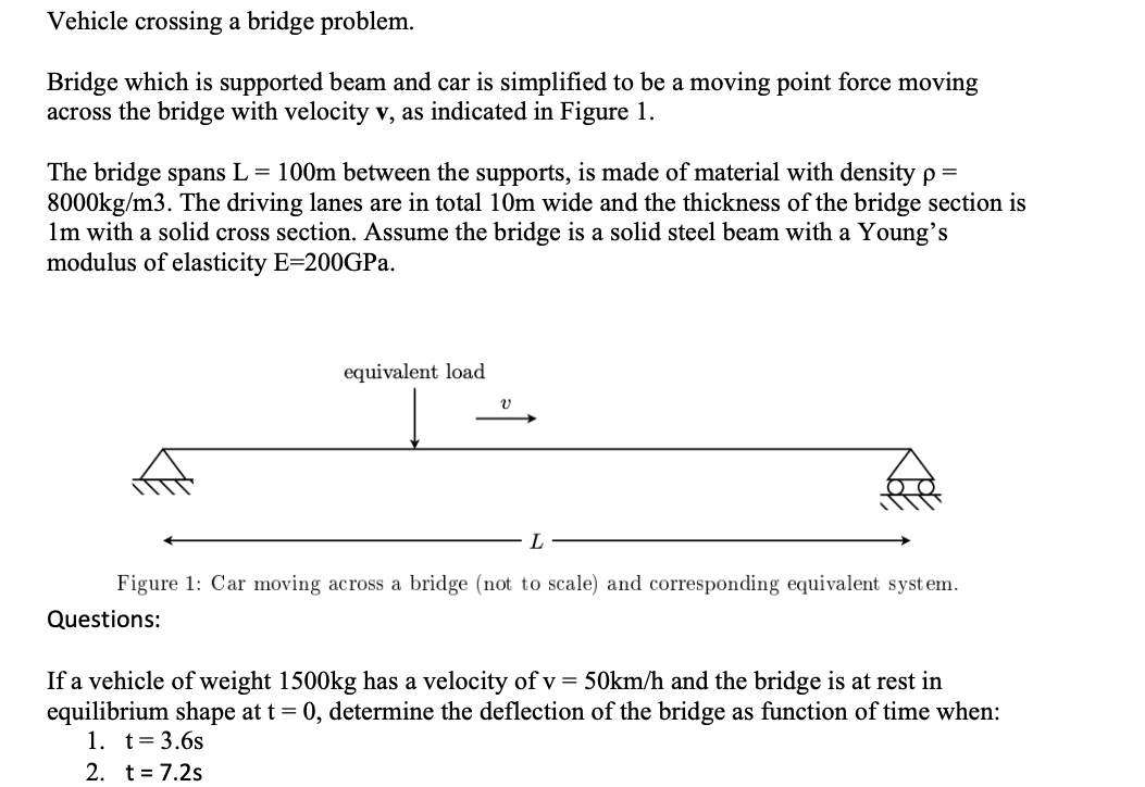 Solved Vehicle crossing a bridge problem. Bridge which is | Chegg.com