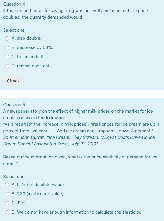 Solved Question 2 Suppose the value of the price elasticity | Chegg.com