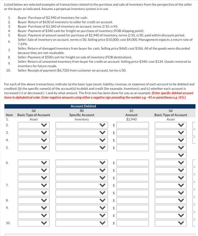 Solved Options Column (a): Contra Sales, Liability, | Chegg.com