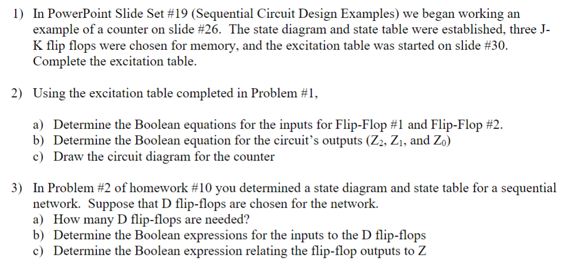 Solved 1) In PowerPoint Slide Set \#19 (Sequential Circuit | Chegg.com
