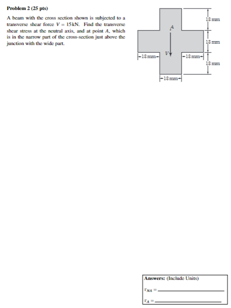 Solved Problem 2 (25 pts) A beam with the cross section | Chegg.com