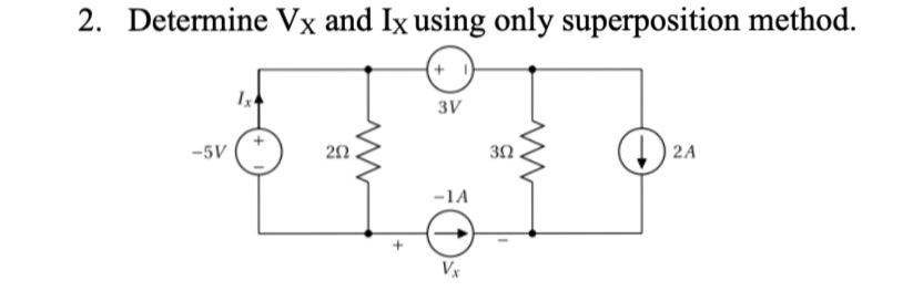 Solved 2. Determine Vx and Ix using only superposition | Chegg.com
