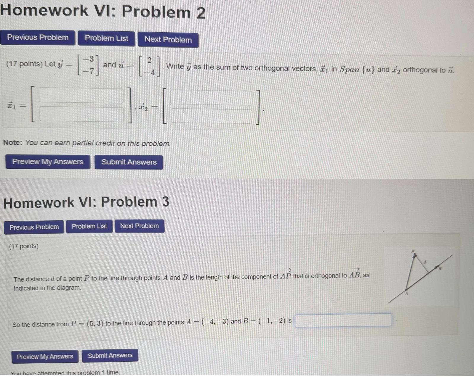 Solved (17 points) Let y=[−3−7] and u=[2−4]. Write y as the | Chegg.com
