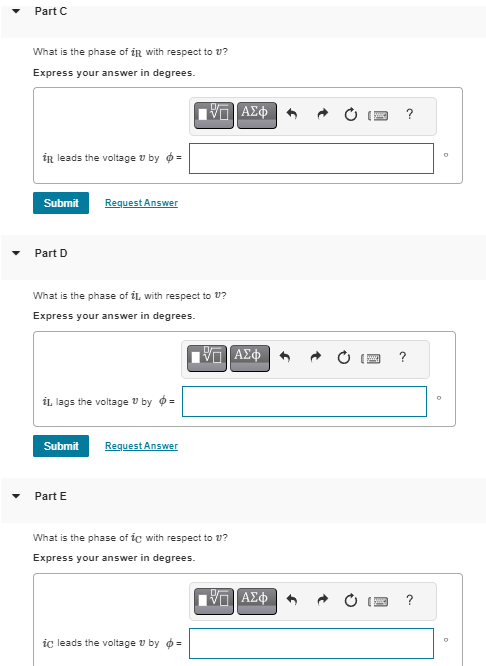 Draw a phasor diagram for the currents i,iR,iL,iC. + | Chegg.com