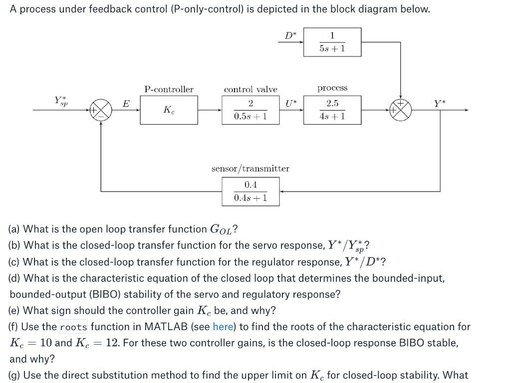 A process under feedback control (P-only-control) is | Chegg.com