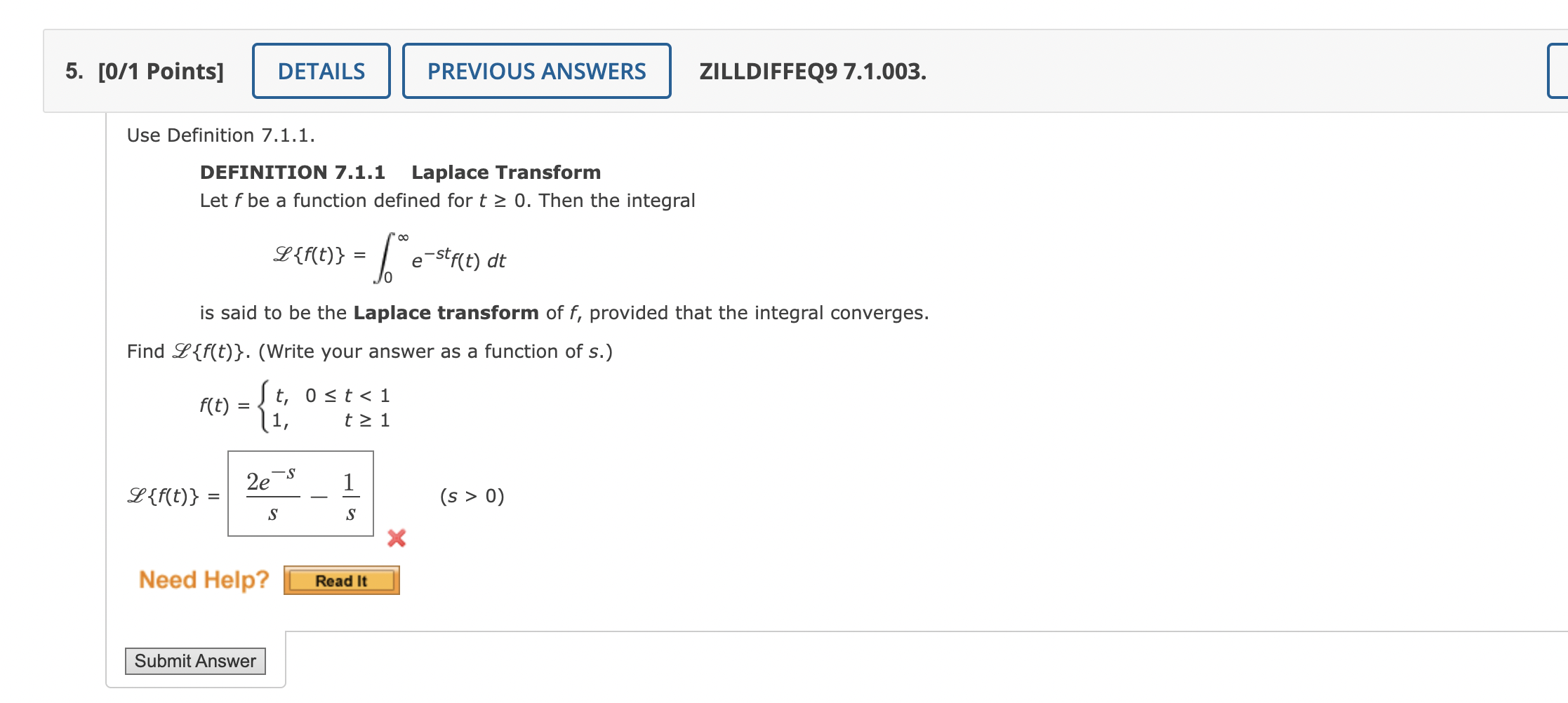 Solved Use Definition 7.1.1. DEFINITION 7.1.1 Laplace | Chegg.com Solved Use Definition 7.1.1. DEFINITION 7.1.1 Laplace | Chegg.com
