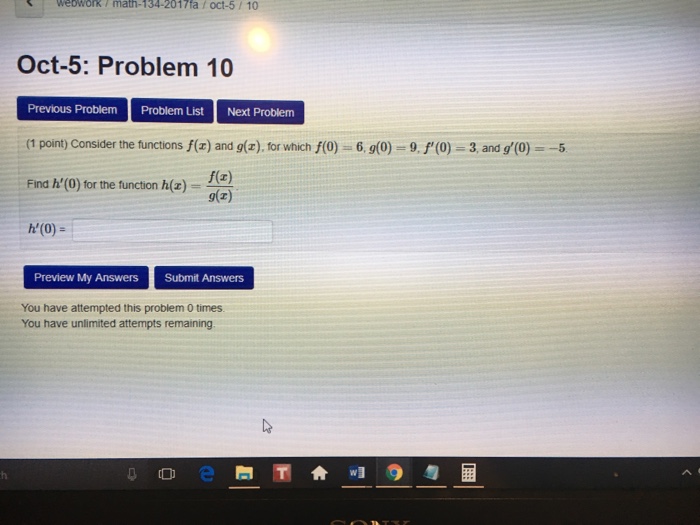 Solved webwork/math-134-2017faf oct-5 10 Oct-5: Problem 10 | Chegg.com