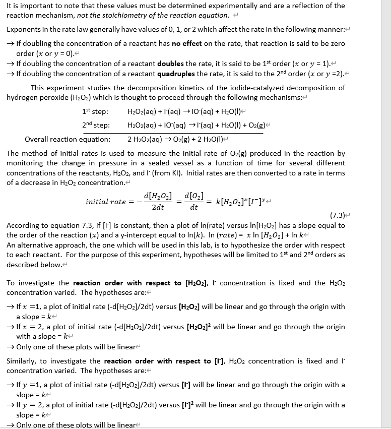 Solved Decomposition Kinetics of Hydrogen peroxide- | Chegg.com