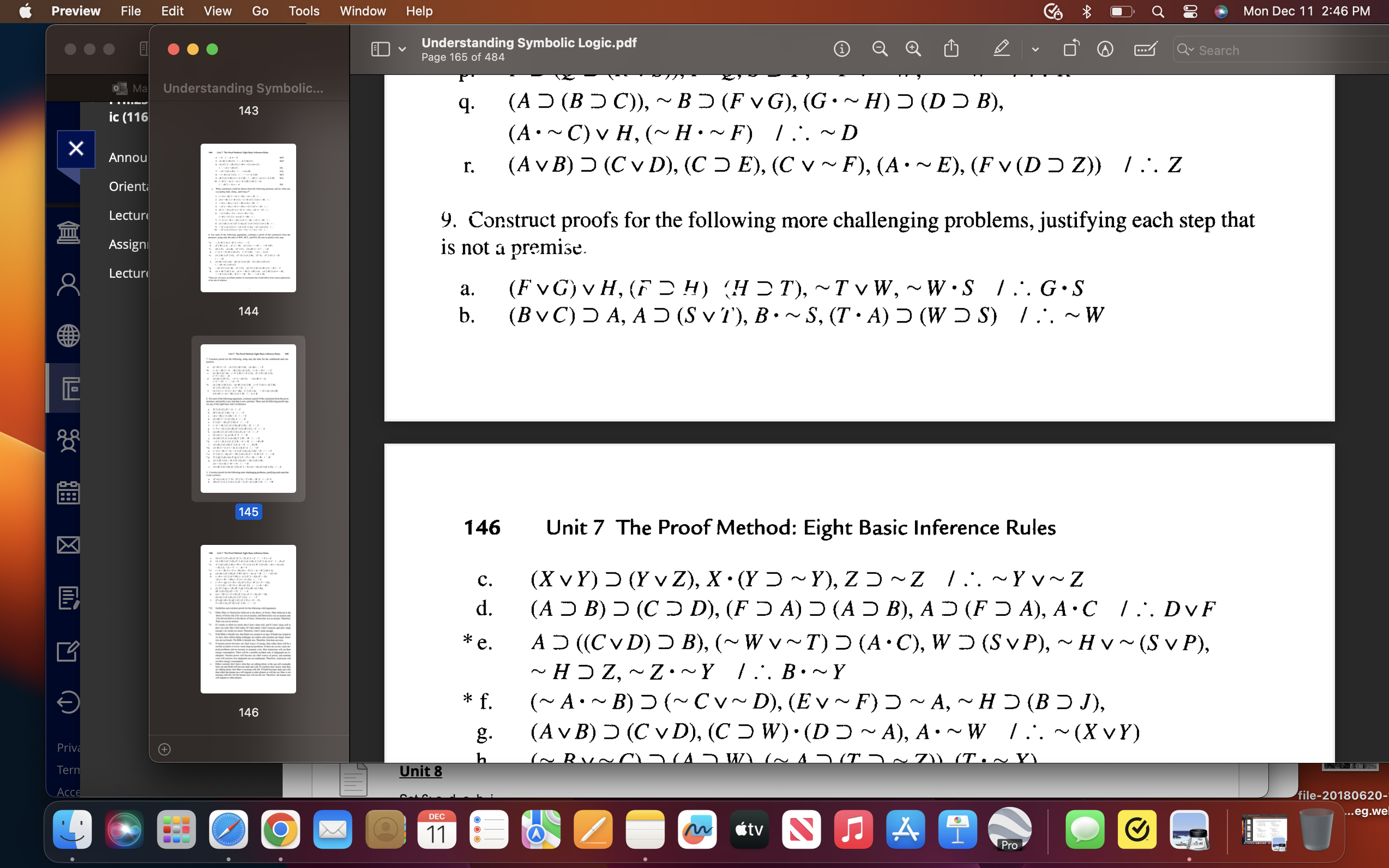 q. (A⊃(B⊃C)),∼B⊃(F∨G),(G⋅∼H)⊃(D⊃B), | Chegg.com