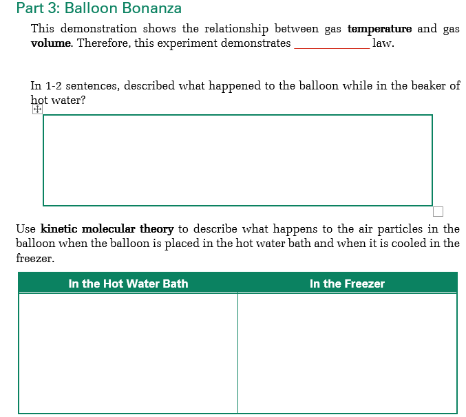 Solved Part 3: Balloon Bonanza This demonstration shows the | Chegg.com