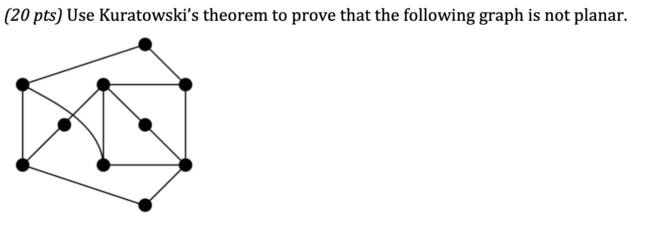 Solved (20 pts) Use Kuratowski's theorem to prove that the | Chegg.com