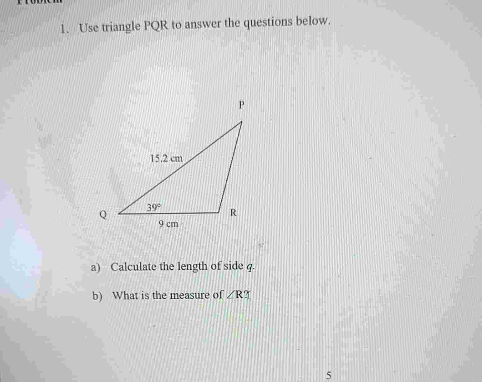 Solved by an EXPERT Use triangle PQR to ﻿answer the questions below. | Chegg.com