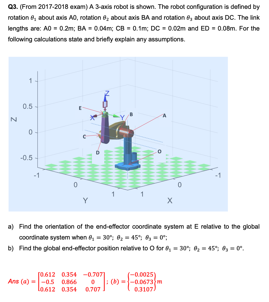 Solved Q3. (From 2017-2018 ﻿exam) ﻿A 3-axis robot is shown. | Chegg.com