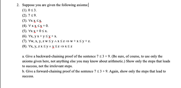 Solved 2. Suppose you are given the following axioms: (1). | Chegg.com