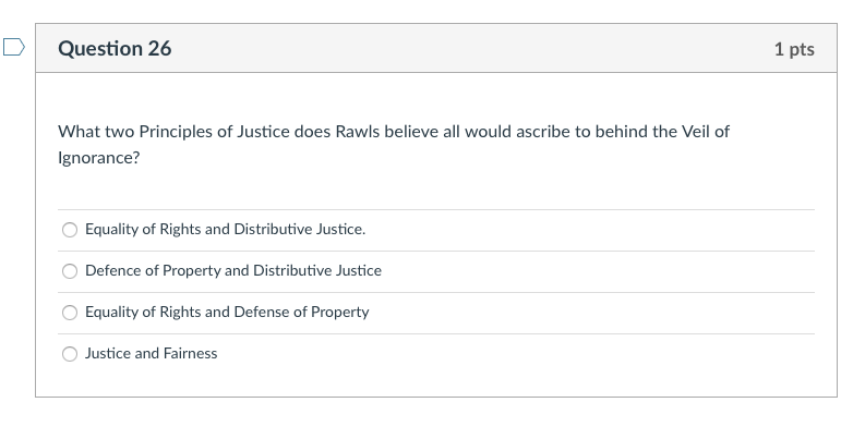 Solved Question 26 1 pts What two Principles of Justice does | Chegg.com