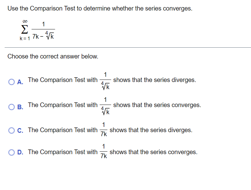 Solved Use the Comparison Test to determine whether the | Chegg.com