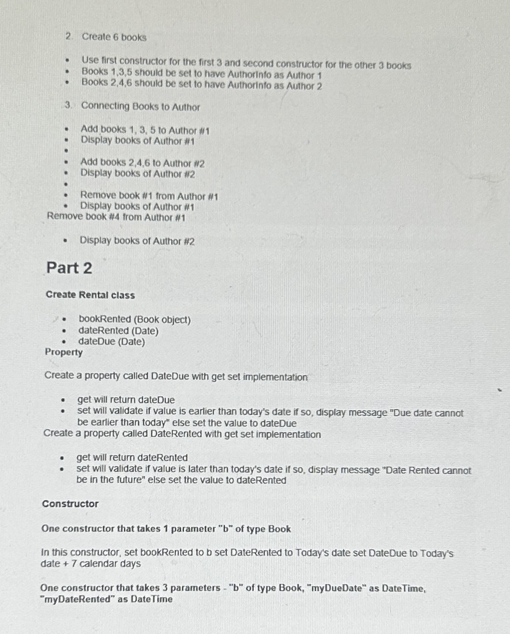 Solved This is a c# question:Starting at part 2 create a | Chegg.com