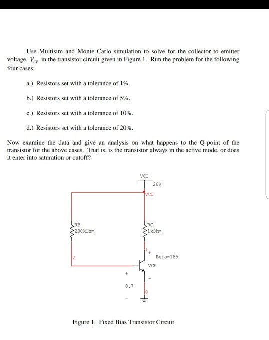 Solved Use Multisim and Monte Carlo simulation to solve for | Chegg.com
