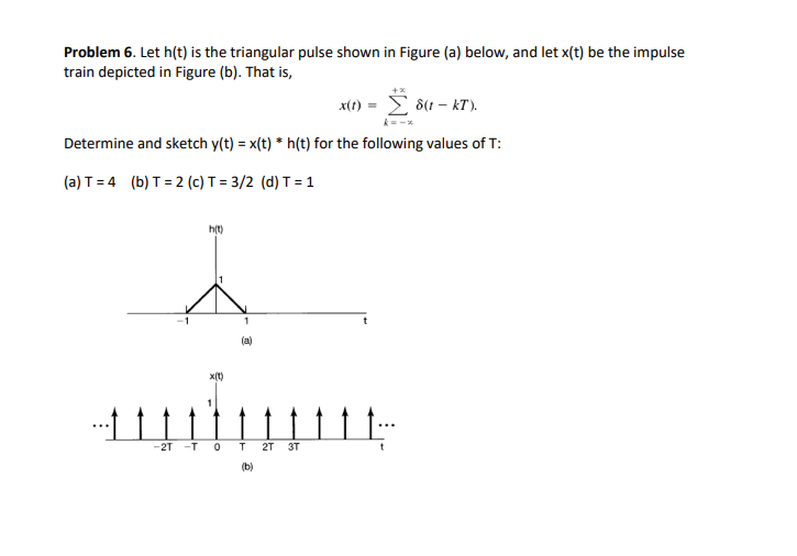Solved Problem 6. Let h(t) is the triangular pulse shown in | Chegg.com