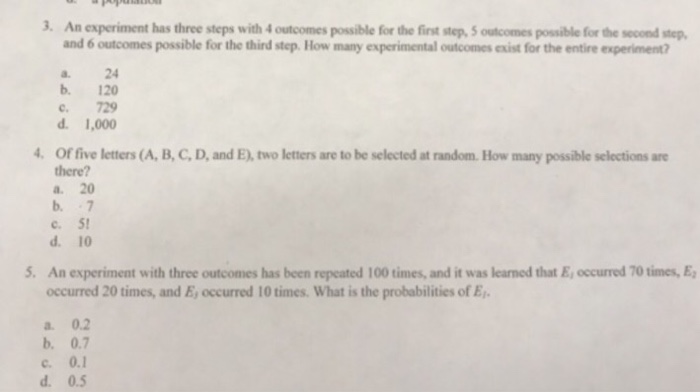 Solved . An experiment has three steps with 4 outcomes | Chegg.com