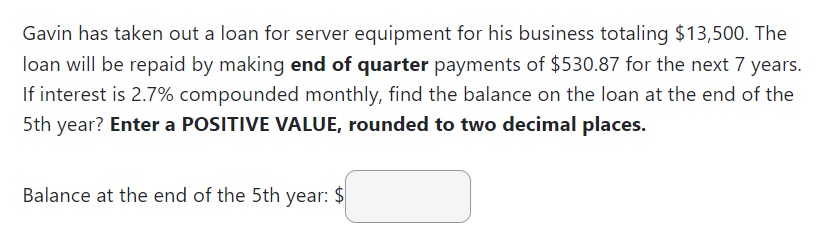 Solved Hi please help me with this math of finance problem. | Chegg.com