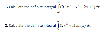 Solved 2 1. Calculate the definite integral ((0.1r? - | Chegg.com