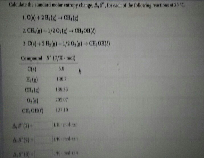 Solved Calculate the standard molar entropy change. 4,8", | Chegg.com